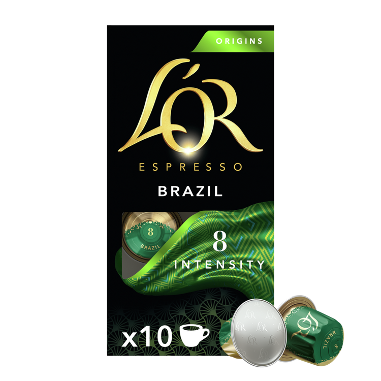 L'OR Espresso Brazil Intensity 8 coffee capsules-10 capsules per pack